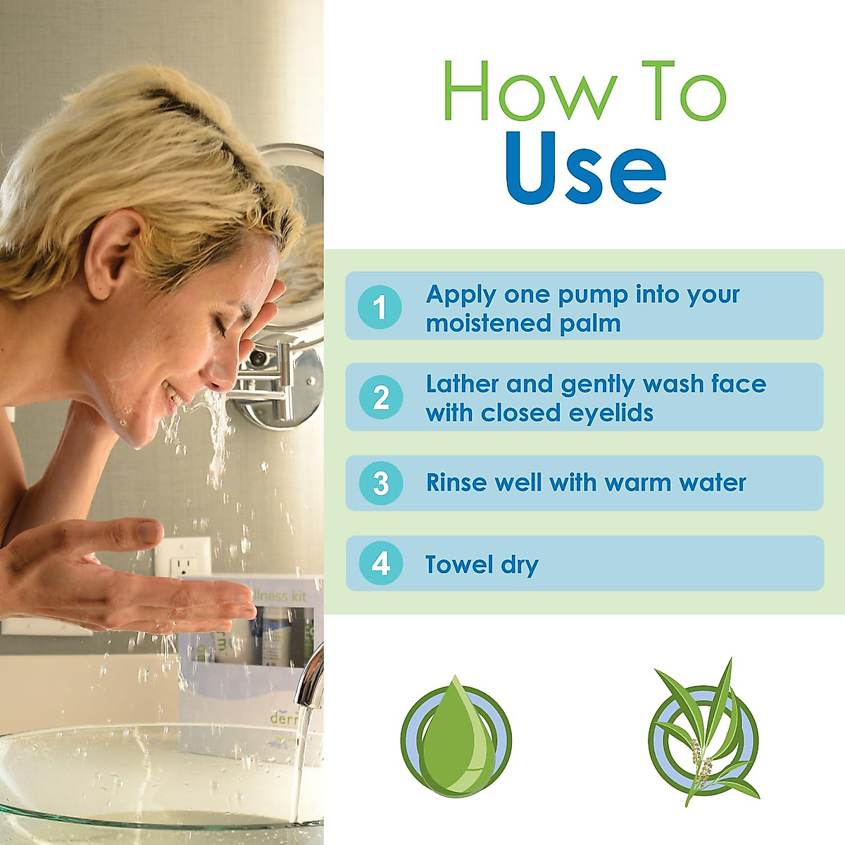 EYEECO Gentle Tea Tree Oil Foaming Facial Cleanser – 1.6oz – Non-Irritating Eyelid Cleanser & Face Wash with Tea Tree, Chamomile & Shea Butter​