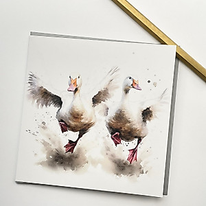 Old English Co. Watercolour Running Ducks Greeting Card for Birthday - Cute Birthday Card for Mum, Nan, Her - Wildlife Art Card for Thinking of You, Thank You, Just Because | Blank Inside Envelope
