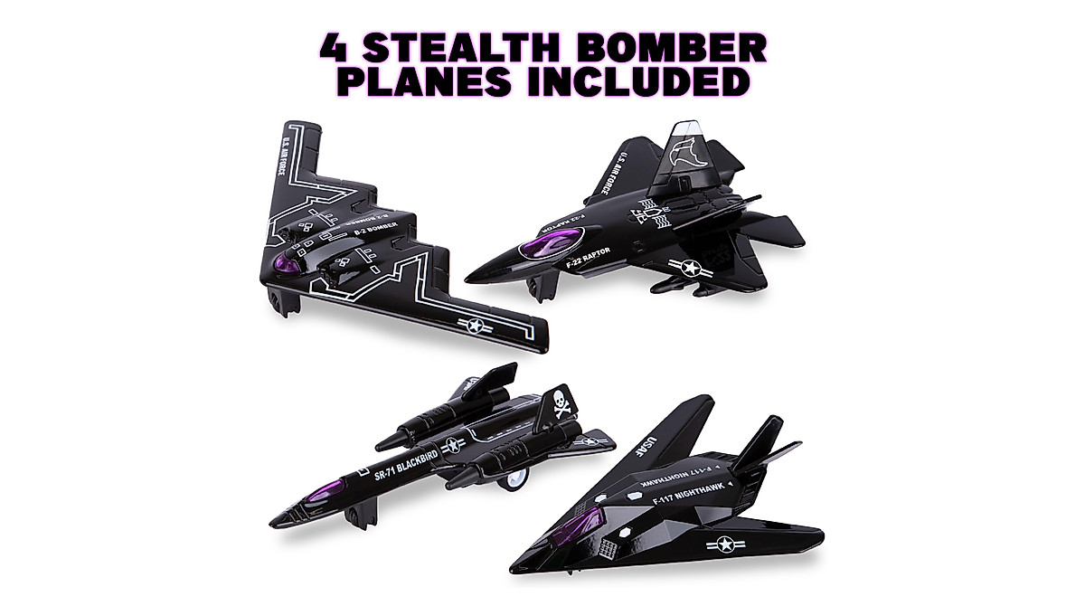 Diecast Stealth Bomber Toy Jets Set of 4 - Fun & Durable