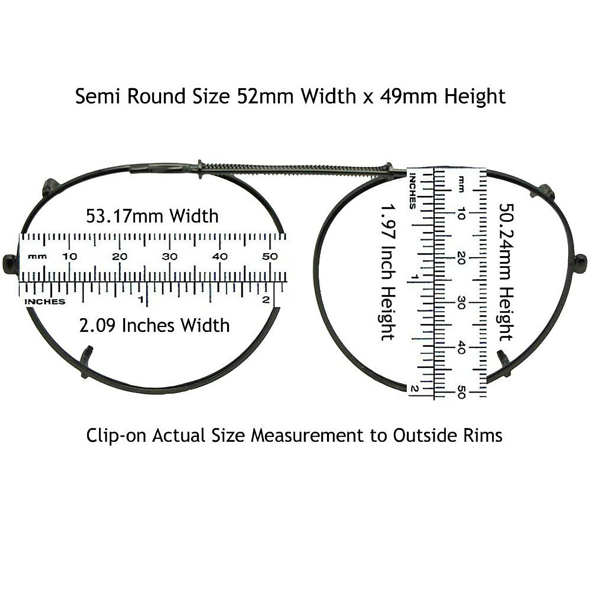 Semi Round Polarized Clip On Sunglasses (Pewter-Polarized Gray Lens, 50mm Wide x 47mm Height)