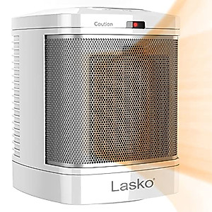 Lasko CD08200 Small Portable Ceramic Space Heater for Bathroom and Indoor Home Use, White, 6.25 x 6.25 x 7.65 inches