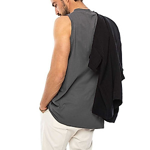 Dry Fit Muscle Shirts for Men Deep V Neck Tank Top Mens Athletic Tank Top Loose Fit Casual Sport Shirts Dark Gray XL