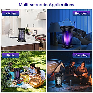 Solar Bug Zapper for Outdoor & Indoor, USB Rechargeable Mosquito Killer Lamp with UV Light, 4500V Electric Fly Traps, 5.5W Insect Zapper for Patio, Home, Backyard, Garden, Camping