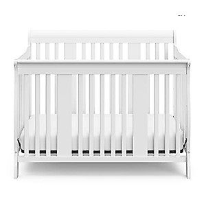 Storkcraft Tuscany 4-in-1 Convertible Crib, White, Easily Converts to Toddler Bed, Day Bed or Full Bed, 3 Position Adjustable Height Mattress (Mattress Not Included) ,White, Crib