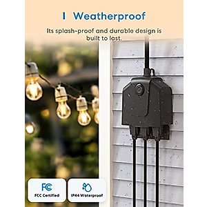 Outdoor Smart Plug, meross Outdoor Wi-Fi Outlet with 3 Independent Sockets Compatible with Apple Homekit, Alexa and SmartThings, Voice & Remote Control, Timer, 2.4 GHz only
