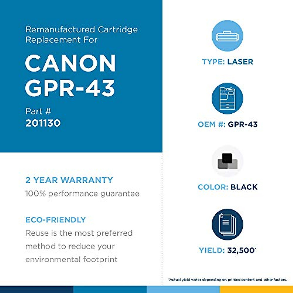 Clover Remanufactured Toner Cartridge Replacement for Canon 4792B003 (GPR-43) | Black