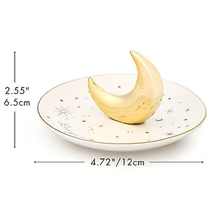 LotFancy Jewelry Dish, Moon Ring Dish Holder, Ceramic Trinket Jewelry Tray for Earring Bracelet Necklace Wedding Engagement Gift