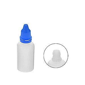 Othmro 1oz PE Lab Eye Plastic Dropper Bottles 50pcs, 30ml Squeezable Eye Liquid Dropper Thin Mouth Via of Liquid Sample Seal Storage Bottle with Childproof Blue Cap
