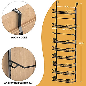 Moforoco Over The Door Pantry Organizer with 8-Tier Adjustable Baskets, Metal Door Shelf with Detachable Frame Pantry Organization and Storage, Home & Kitchen Spice Rack Pantry Bathroom Organization