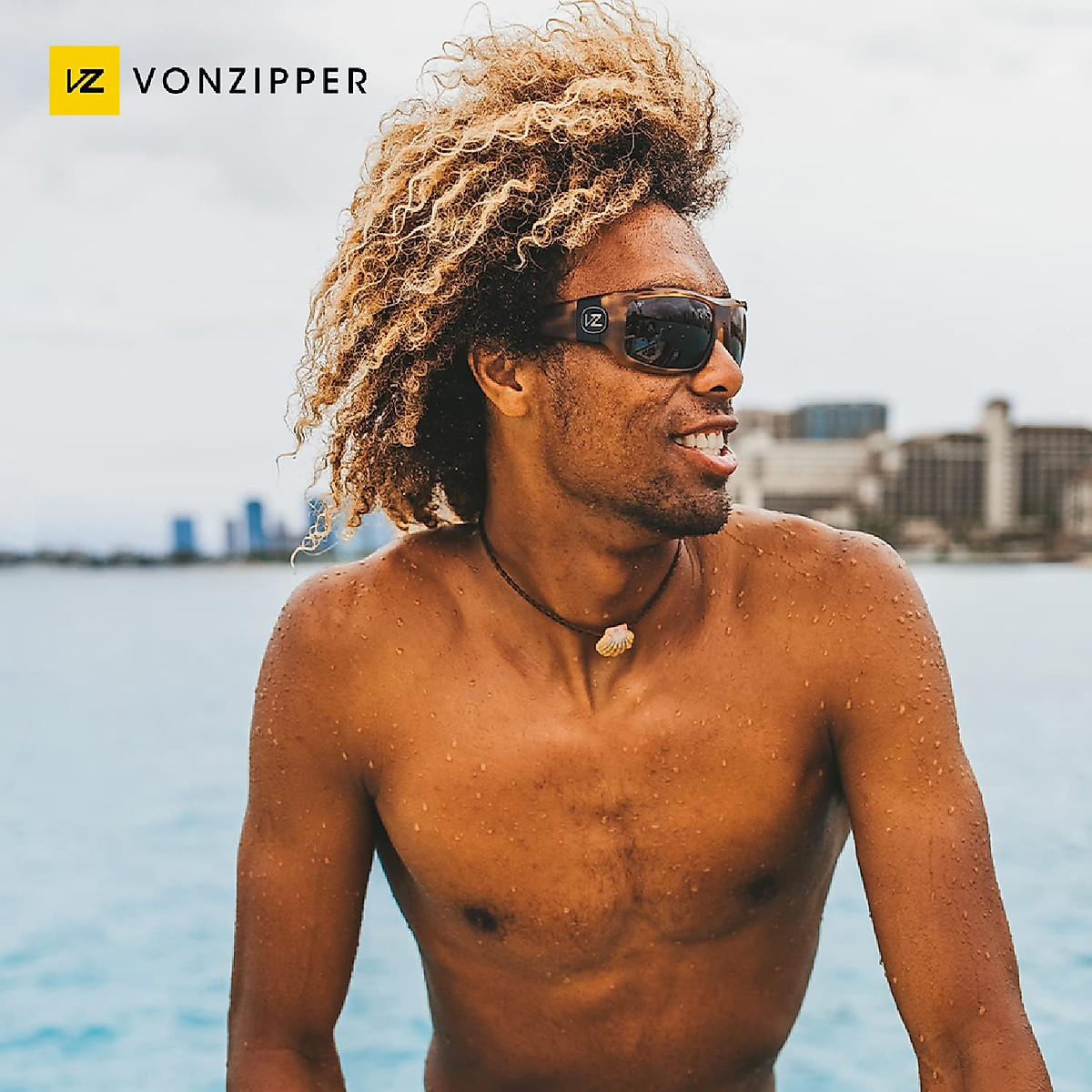 VonZipper Clutch Polarized Sunglasses for Men and Women Black Gloss with Rectangle Clutch Polarized Vintage Grey Impact-resistant polycarbonate lens Sun Glasses with UV and HEV protection 66mm