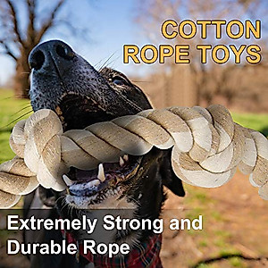 Fida Dog Rope Toys for Large/Medium Aggressive Chewers, Tough Rope Chew Toy, 3 Feet 5 Knots Indestructible Natural Cotton Rope, Tug of War Dog Pull Rope Teeth Cleaning