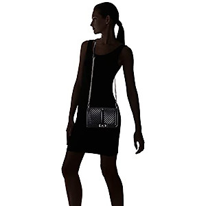 Rebecca Minkoff womens Chevron Quilted Love Crossbody Handbag, Black/Silver, One Size US