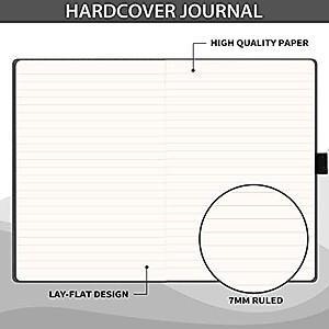Ruled Notebook/Journal – Premium Thick Paper Faux Leather Classic Writing Notebook with Pocket + Page Dividers Gifts, Banded, Large, 144 Pages, Hardcover, Lined (5.8 x 8.4) - Gray