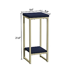 Sheeparl Square Small Side Table, Sofa Table, 2-Layer Industrial Small End Table, Stable Metal Frame, Pedestal Tables for Small Spaces, Living Room, Bedroom(Dark Blue)
