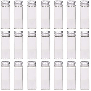 MaxMau 24 Tiny Jars with Aluminum Screw Lids 15ml Small Glass Bottles Clear Mini Vials Metal Caps Top Sample Message Bottle Jewelry Beads Herbs Storing Wedding Favors DIY Decorations