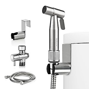 Blissland Bidet Sprayer for Toilet with Adjustable Water Pressure, Handheld Bidet Sprayer Kit, Bidet Sprayer Set- Stainless Steel