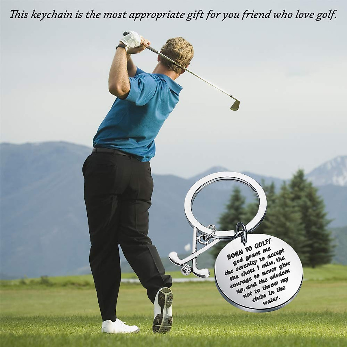 TIIMG Funny Golf Gift Golfer Gift Golfing Keychain Gift for Dad Grandpa Husband Boyfriend Golf Lover Gift Golf Cart Keychain