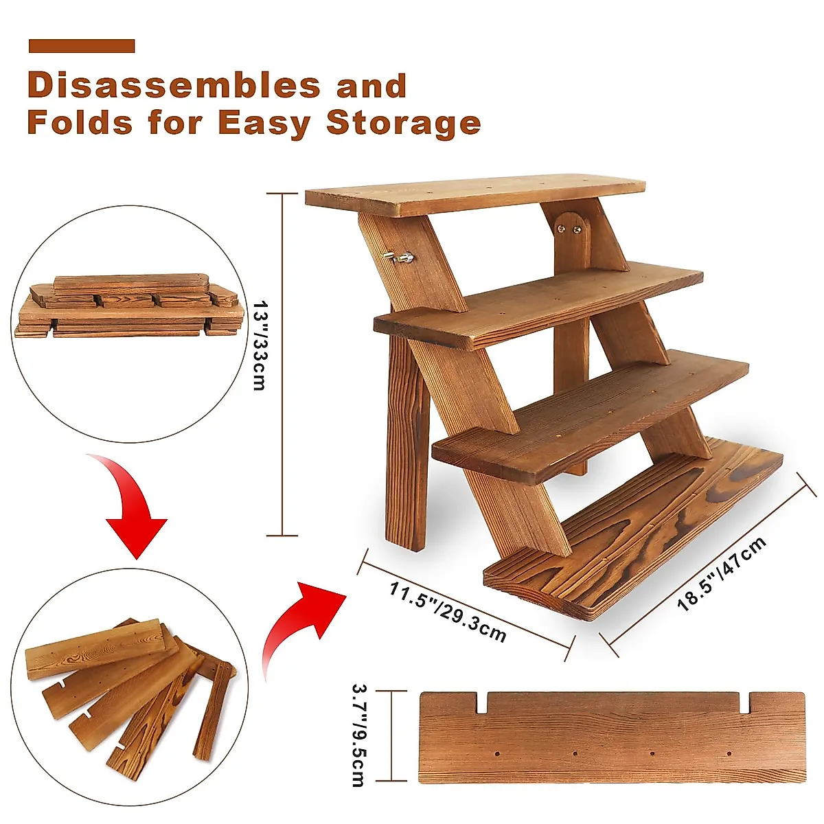 CYAOOI Wooden Cupcake Stand, 4 Tier Dessert Table Display Set Cake Pop Stand for 24 Cupcakes 16 Lollipop, Wood Rustic Display Stand Riser for Vendors Retail Figurine Craft Show Wedding Birthday Party