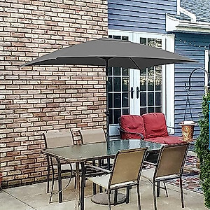 AMMSUN 6.5 x 4.5ft Rectangular Patio Umbrella Outdoor Table Umbrella Steel Pole and Fiberglass Ribs, Grey