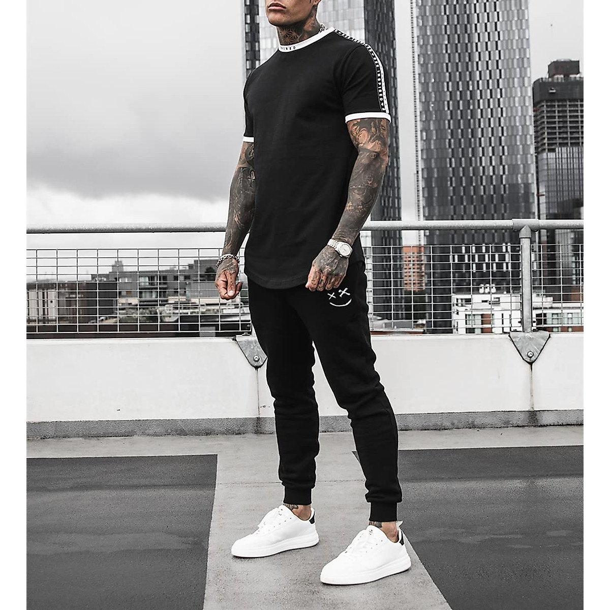 JMIERR Mens Sweatpants Tapered Track Gym Running Joggers Sweat Pants Athletic Pants with Drawstring and Pockets 2024, XL, Black