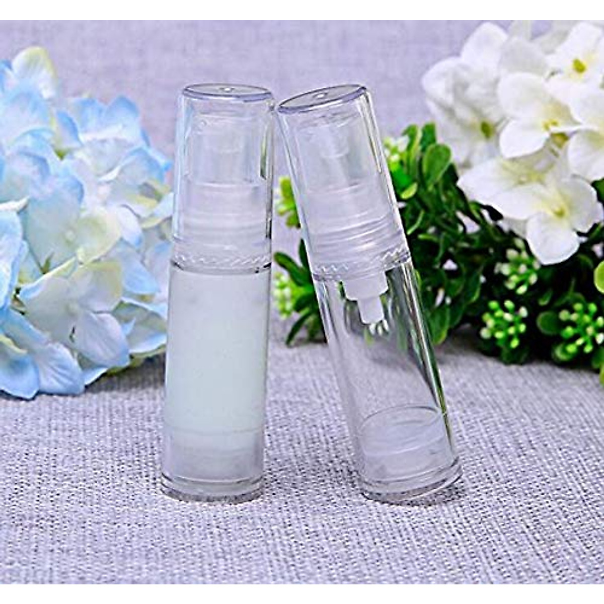 5ML Airless Pump Bottle-Empty Refillable Airless Vacuum Pump Cream Lotion Bottle Travel Bottles Toiletries Liquid Container for Cosmetic Make-up Pack of 6 (Transparent)
