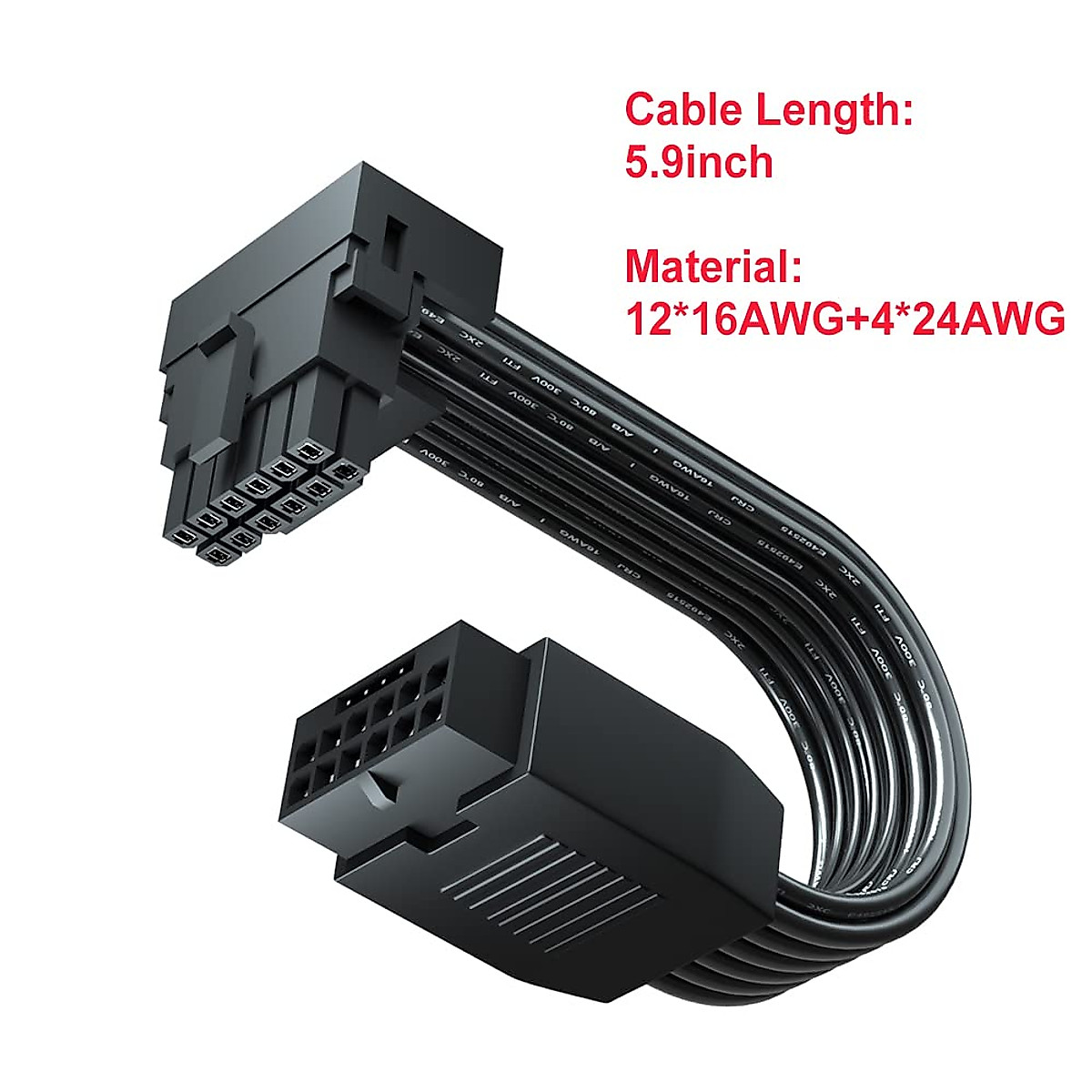 JOYJOM PCI-e 5.0 12VHPWR 16Pin Right Angle Adapter Female to Male Extension Cable, 16AWG 600W 12VHPWR 90 Degree Adapter for Graphic Card GPU 12+4pin RTX 3090Ti 4070Ti 4080 4090 (Type A)