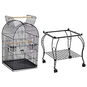 Topeakmart Medium Open Top Parrot Bird Cage for Cockatiels Conures Green Cheek Parakeets with Rolling Stand