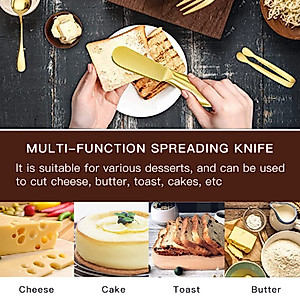 HUIGT Golden Stainless Steel Butter Knife Multipurpose Cheese and Butter Spreader Knive Condiment Knives, Cheese Knife for Home Kitchen Use (4 Pcs), 5.3inch*1inch (A004)