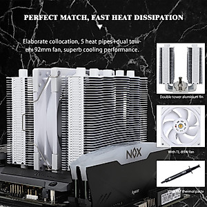 Thermalright Silver Soul 110 White CPU Cooler Dual Towers, 5 Heat Pipes, 110MM Hight, TL-B9W PWM Fan, Aluminium Heatsink Cover, AGHP Technology, for AMD AM4 AM5/Intel 1700/1150/1151/1200/2011