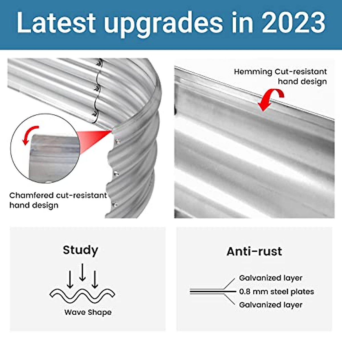 CHALAIR Outdoor Galvanized DIY Raised Garden Bed Kits, Sturdy and Durable, Oval Design Provides Sufficient Space for Planting Vegetables and Other Plants.