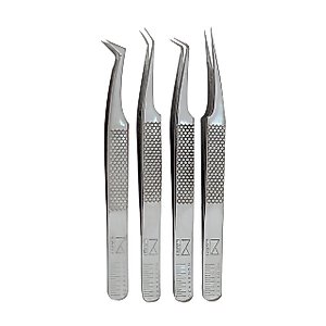 M LASH V4 - Stainless Steel Precision Eyelash Tweezers - Professional Grade Lash Applicator Tool for Meticulous Eyelash Extensions (Silver)