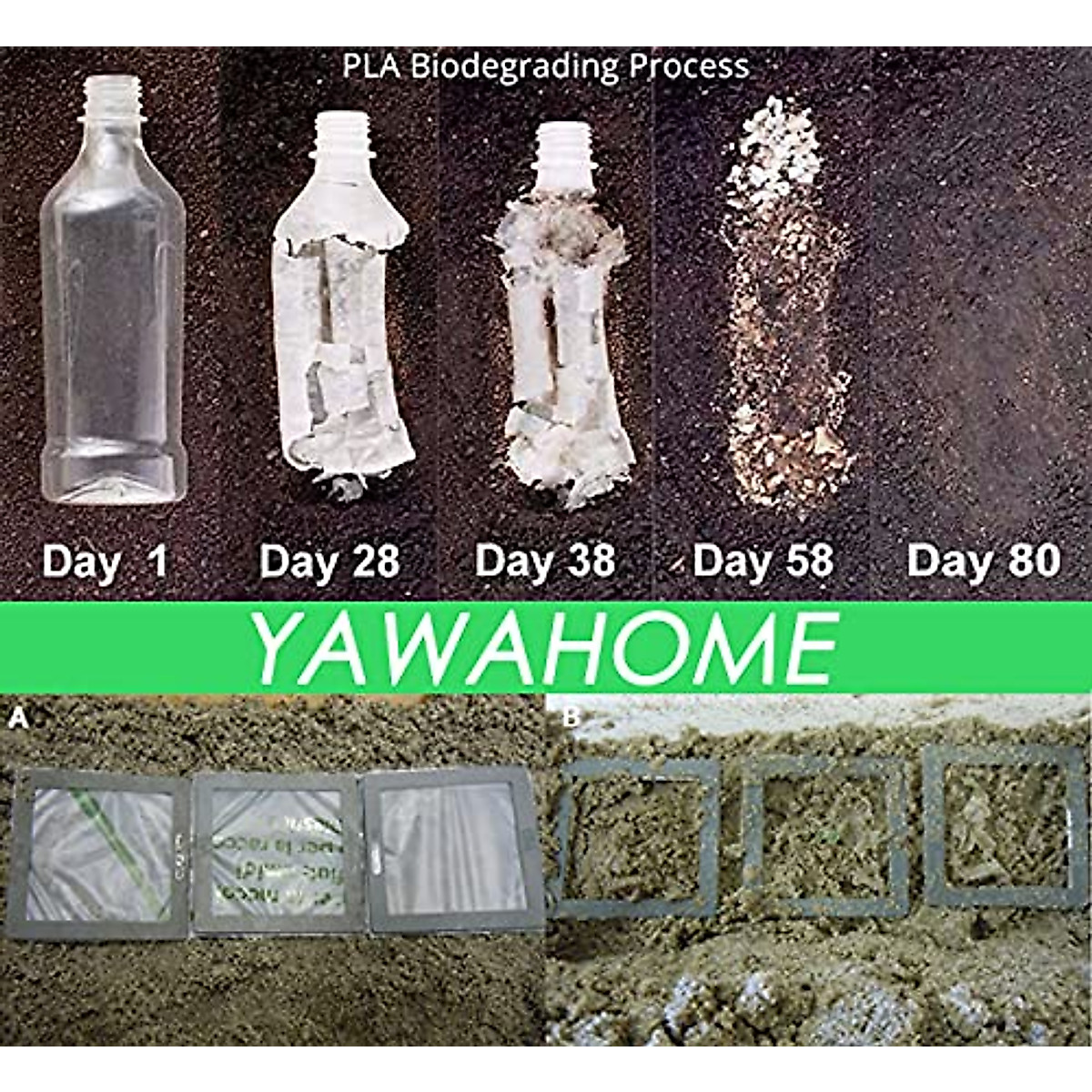 Biodegradable Trash Bags 100 Counts, 20L Small Bin Liner Recycle 4-6 Gallon Garbage Bag, Thick Degradable Rubbish Bag Compostable For Food/Household/Garden Waste in Kitchen,Office,Home,pet