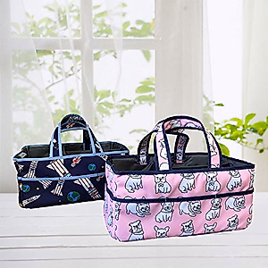 effe bebe Baby Diaper Caddy Organizer - Nursery Storage Bin for Boys and Girls - Car Traveling Organizer -Removable Inserts for Diapers and Baby Wipes - Newborn Essentials Must Haves