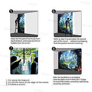 BZHXBZ - 3D Space Enchanted Forest Backdrop Dream Castle Wallpaper Nursery Kids Bedroom Waterfall murals Boys and Girls Room Decor Home Living Room Large Wall Mural - 91"x65" Not Peel and Stick