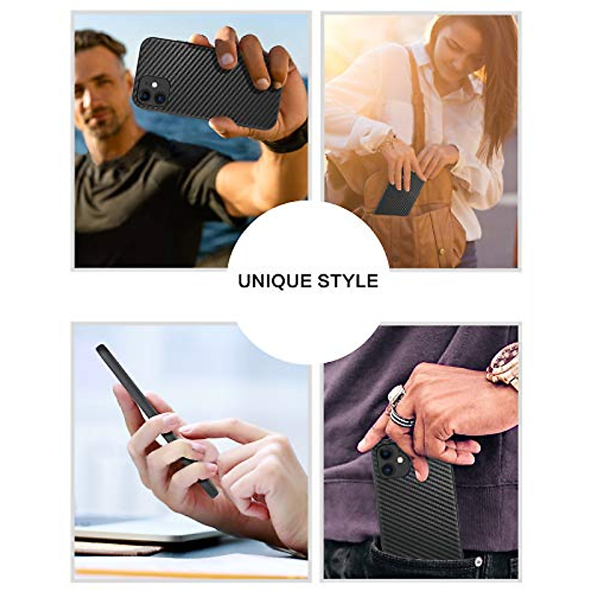 BENTOBEN Campatible with iPhone 12 Case and iPhone 12 Pro Case 6.1 inch (2020),Slim Thin Shockproof Protective Hybrid Hard PC Soft TPU Bumper Drop Protection Boys Men Phone Covers, Black/Carbon Fiber