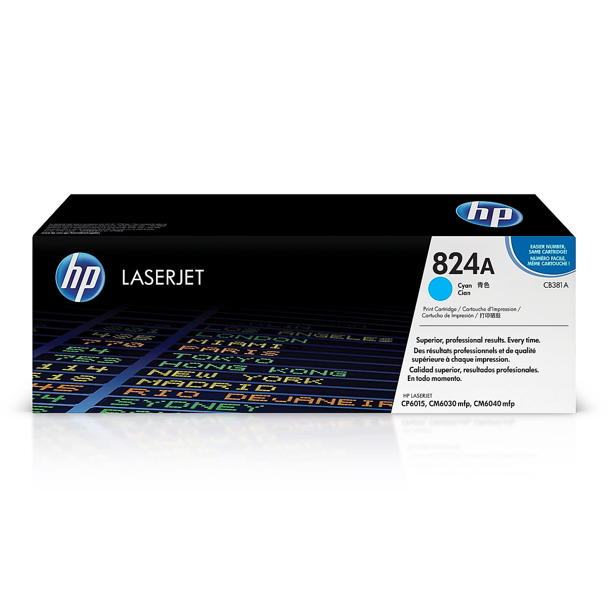 Original HP 824A Cyan Toner Cartridge | Works with HP Color LaserJet CM6030 MFP, CM6040 MFP, HP Color LaserJet CP6015 Series | CB381A
