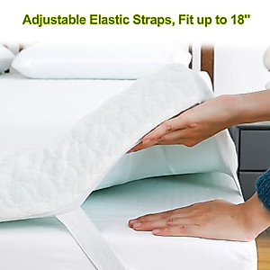 Twin XL Mattress Topper (Twin Extra Long), Homhougo 4 Inch Green Tea Memory Foam Mattress Topper with Zippered Bamboo Cover, Cloud-Like Soft Topper for College Dorm