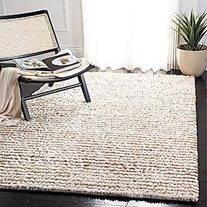 SAFAVIEH Aspen Shag Collection Area Rug - 5' x 8', White & Beige, Handmade Wool, 1-inch Thick Ideal for High Traffic Areas in Living Room, Bedroom (SG640A)