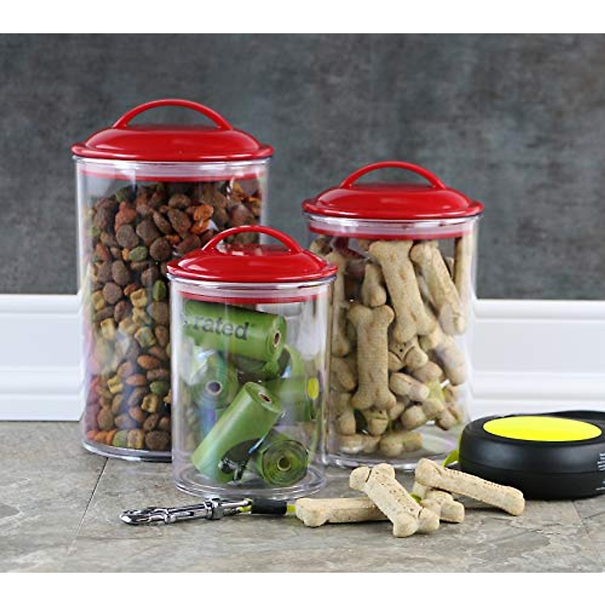 Calypso Basics by Reston Lloyd Acrylic Storage Canisters, Set of 3, Red