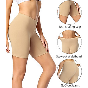 wirarpa Women's Cotton Boy Shorts Underwear Long Leggings Under Shorts Anti Chafe Bloomers Skin Color 3 Pack Large Beige
