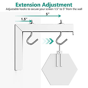 WALI Universal Projector Screen Ceiling Mount, Wall Hanging Mount L-Brackets, 6 inch Adjustable Extension with Hook Kit, Perfect Projector Screen Placement Hold up to 66 lbs (PSM001-W), White