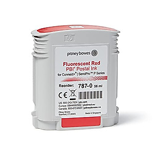 Pitney Bowes 787-0 Standard Ink Cartridge for SendPro P/Connect+ Series Mailing Systems, Red Ink, 56 ml