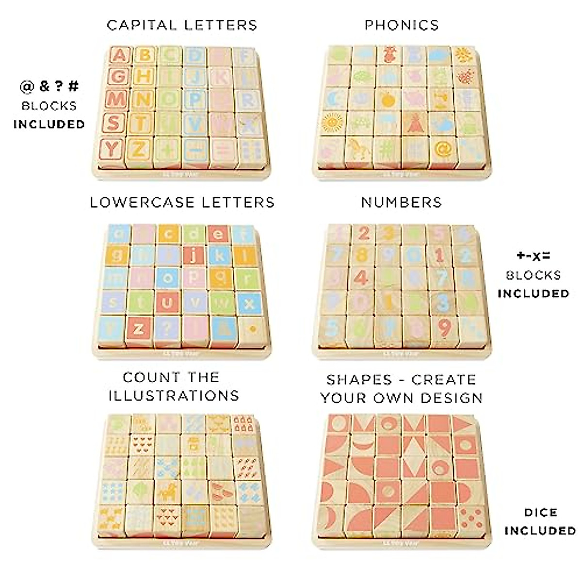 Le Toy Van - Petilou Wooden Educational ABC Wooden Blocks | Educational Wood Toys for Toddlers and Babies | Suitable for A Boy Or Girl 1 Year Old +