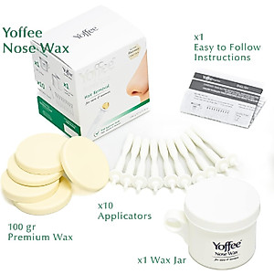 Yoffee Nose Wax Kit - Natural Bio-Beeswax & Aloe Vera Made Nose Waxing Kit for Men & Women - 10 Reusable Nostril Waxing Sticks - Painless Nose Hair Wax Removal - - Paraben & Phthalates Free