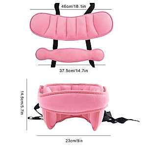 vocheer Baby Car Seat Head Support Band, Adjustable Carseat Sleep Nap Aid Holder Belt Head Protection Strap for Kids 1-5 Years Old Pink
