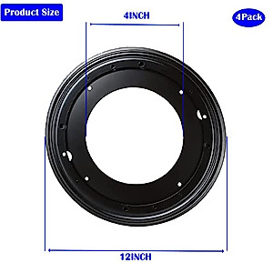 High-PQ 4 Packs 12'' Lazy Susan Hardware, 5/16''Thick Turntable Bearing Swivel Pate for 360° Rotating Table, Book Case, Serving Tray, Corner Shelves, Kitchen, DVD Tower, Shoe Rack, Black