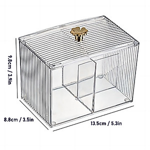 Estink Cotton Pad Storage Box, Portable Cotton Pad Holder Dispenser Swab Container Holder Transparent with Lid Grid for Cosmetics Makeup Swab Storage Box Desktop Decoration