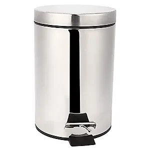 plplaaoo Kitchen Garbage Can, 3L Garbage Can with Lid, Dustbin Rubbish Garbage Bin Container, Household Stainless Steel Step Pedal Trash Can, with Detachable Inner Barre, for Home Bathroom Office Use