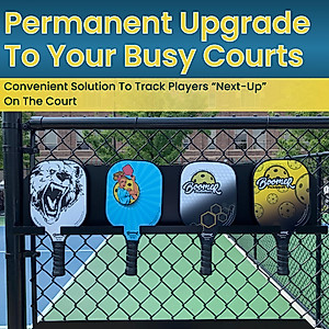 Boomer HD Pickleball Paddle Rack – Holds 4 or 8 Paddles – Track Players “Next-Up” on The Court – Heavy-Duty 1/8” Steel with Weather-Proof Powder Coating
