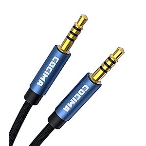 COCIMA TRRS 3.5mm Audio Cable [6.6ft/2M] 4-Pole Microphone Male to Male Nylon Braided AUX Cable Cord Stereo for Headphones Car Home Stereos Speakers Tablets martphones & More
